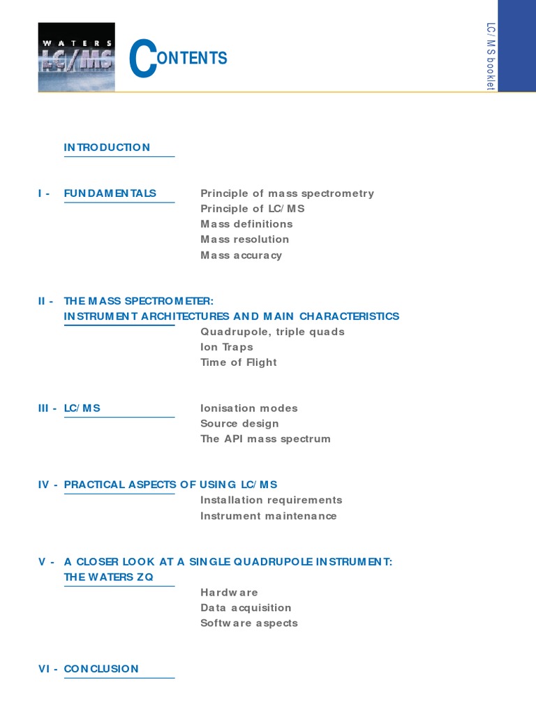 Waters LC-MS Primer | PDF | Mass Spectrometry | Liquid Chromatography ...