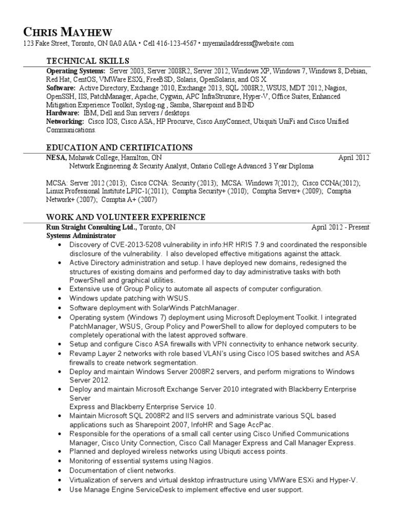 Chris Mayhew Technical Resume | PDF | Computing | Software