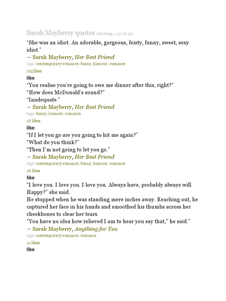 Sarah Mayberry QUOTES | PDF | Leisure