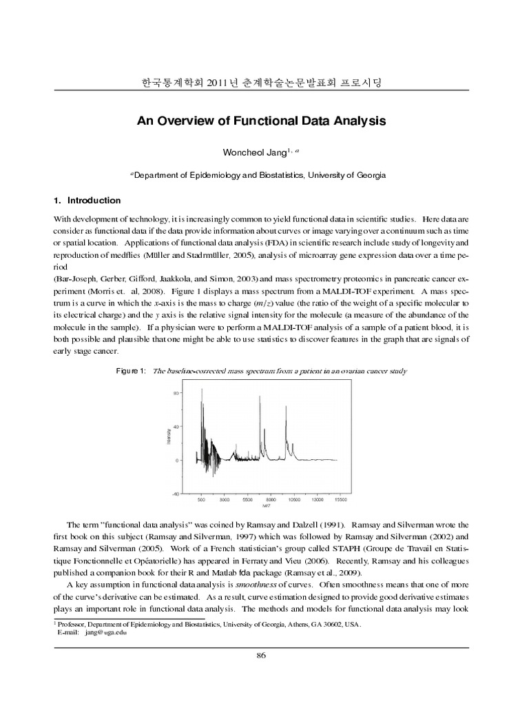 An Overview of Functional Data Analysis: Woncheol Jang | PDF ...