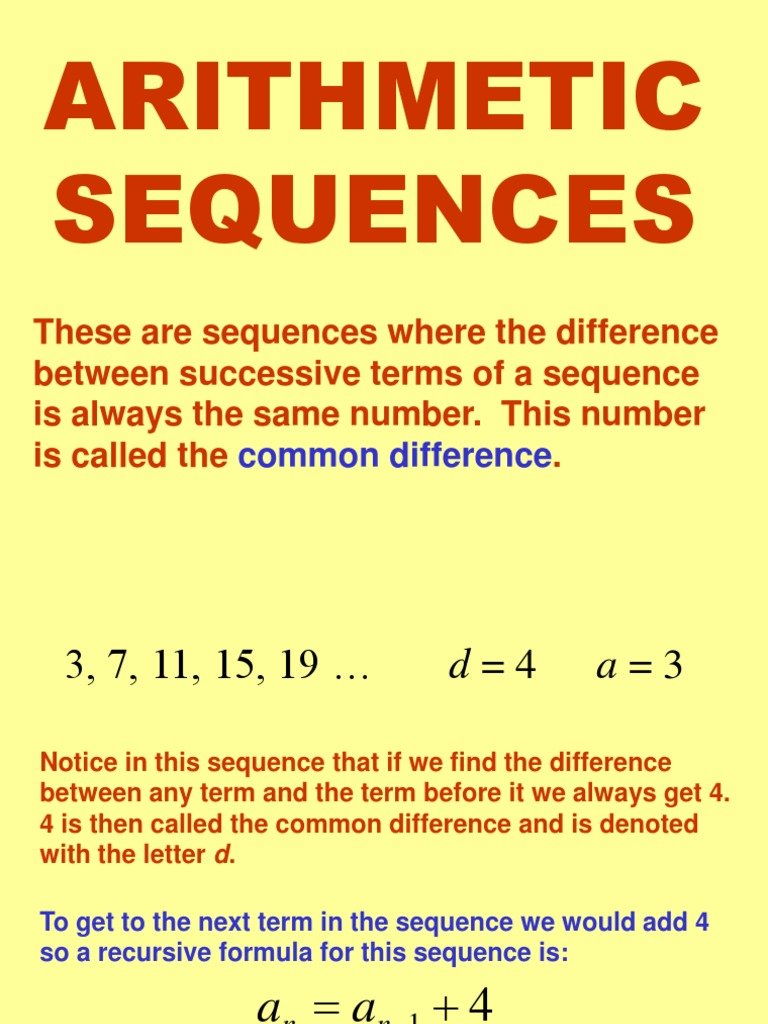 Arithmetic Sequences Pdf Sequence Summation