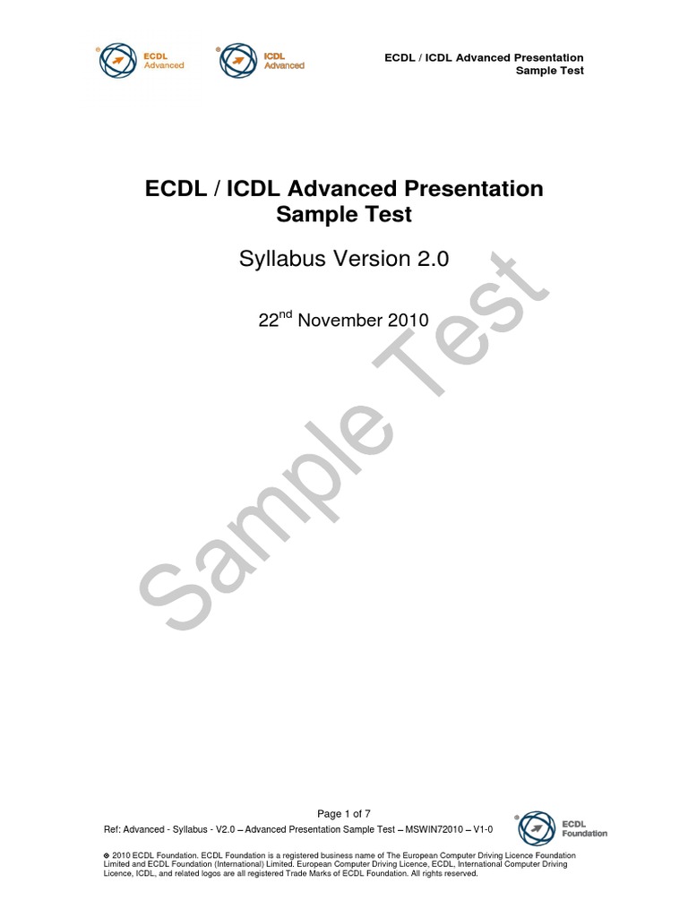 Advanced Presentation Sample Test | PDF | Page Layout | Computing