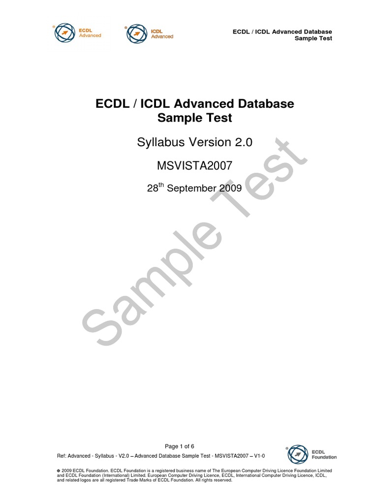 Advanced Database Sample Test | Download Free PDF | Databases ...