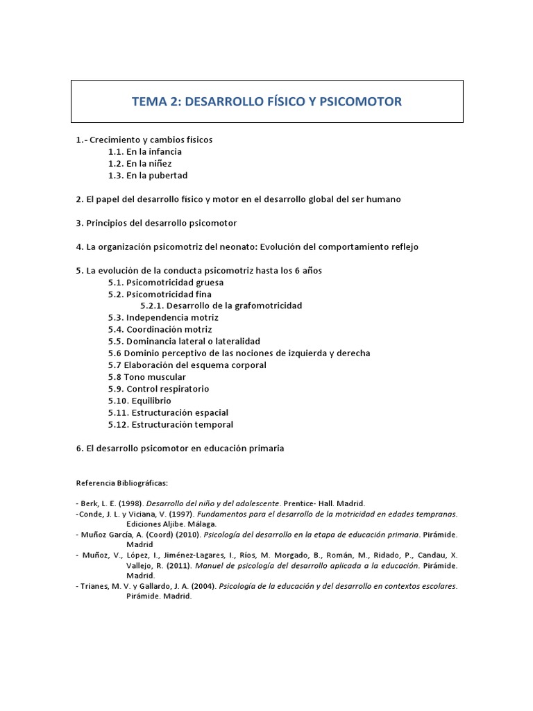 Tema 2 Desarrollo Fisico y Psicomotor | PDF | Handedness | Pubertad