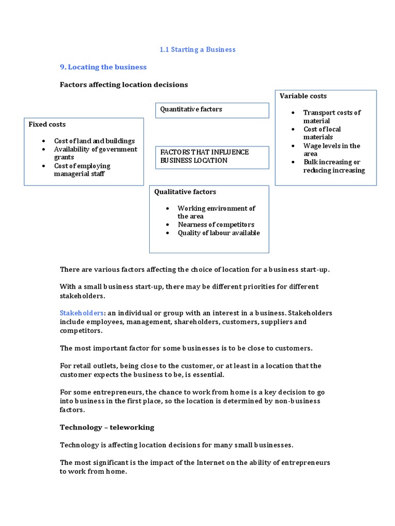 Key Factors in Business Location Decisions | PDF | Telecommuting ...