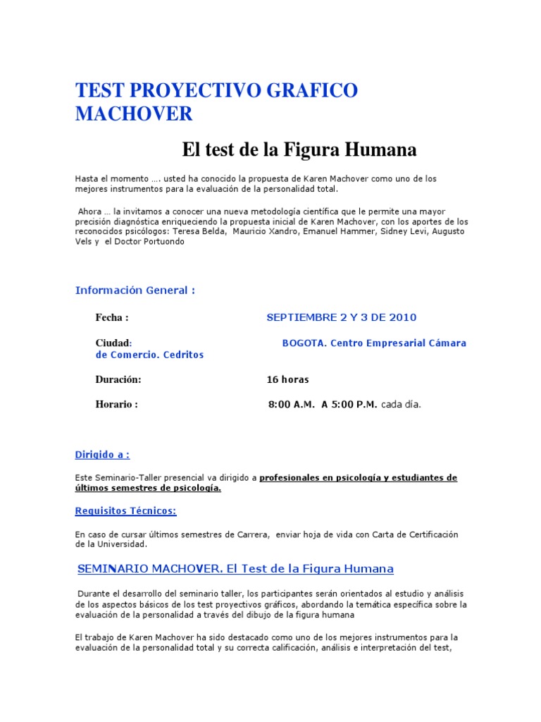 Test Proyectivo Grafico Machover | PDF