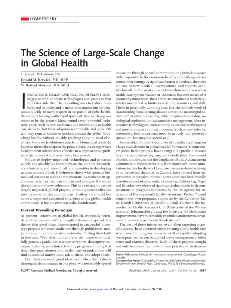 Changes in Global Health | PDF | Health Care | Innovation