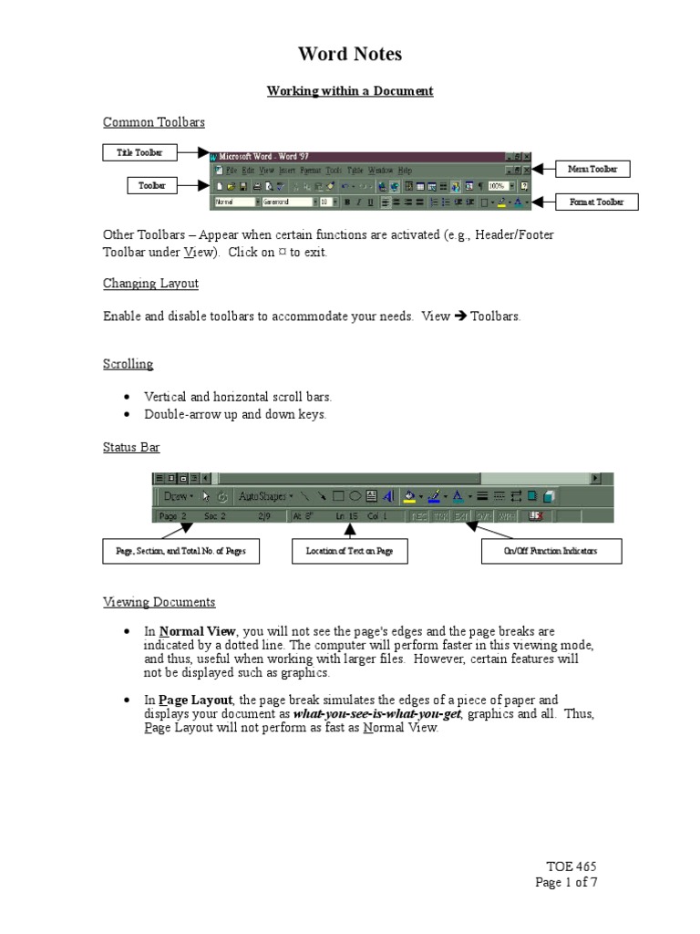 Word '97 Notes | PDF | Double Click | Computer File