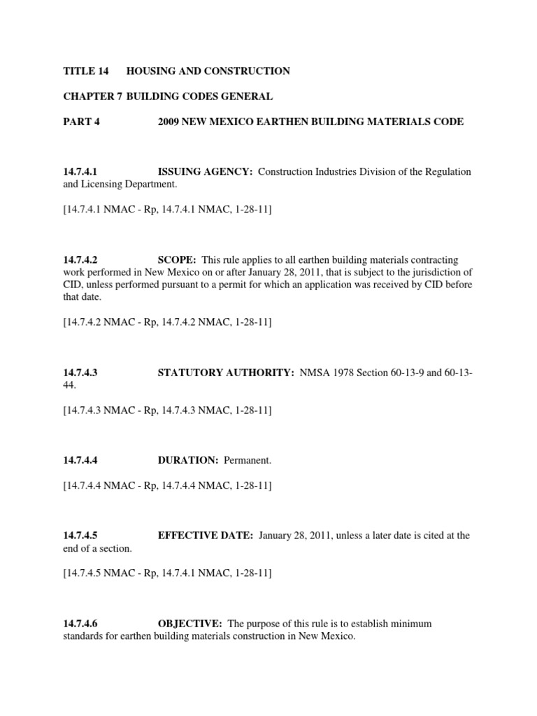 New Mexico Earthen Building Code | PDF | Wall | Screw