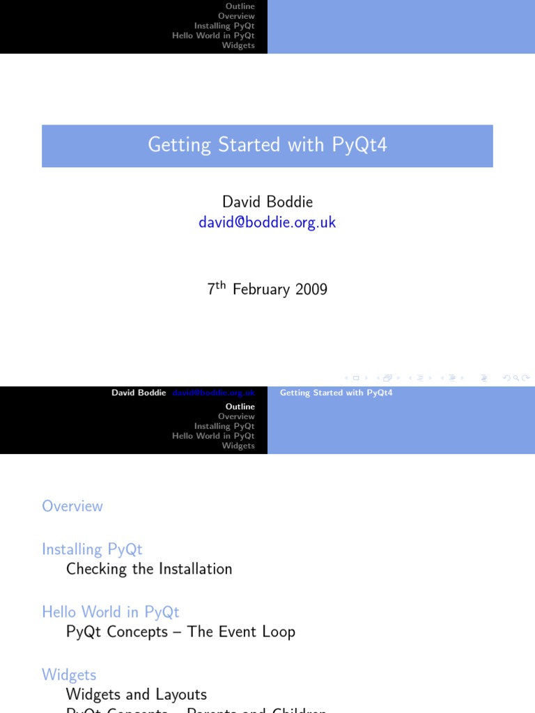 Getting Started With PyQt4 v1 | PDF | Widget (Gui) | Linux
