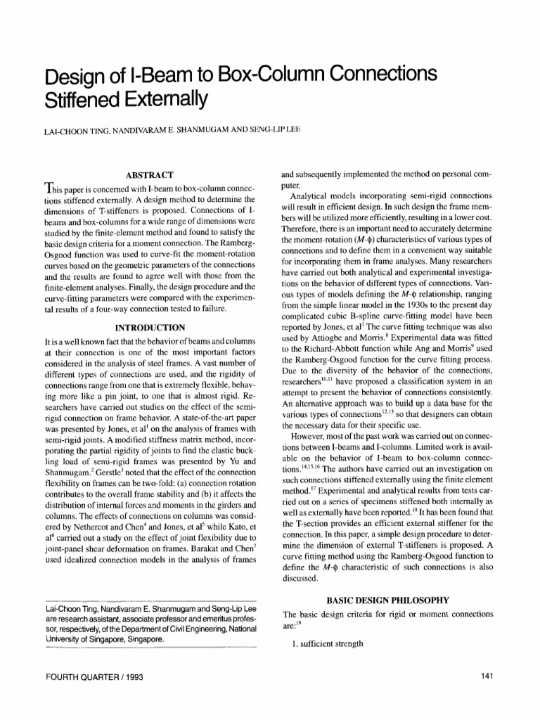 Design of I-Beam To Box-Column Connections Stiffened Externally PDF ...