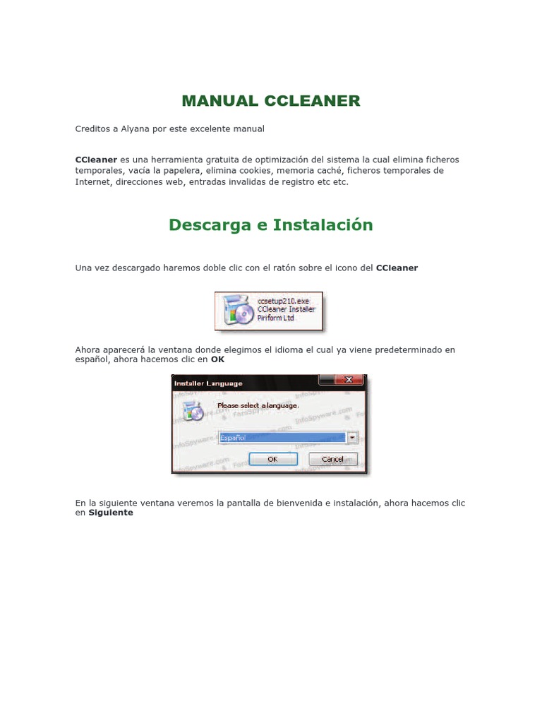 Guía Completa de Uso de CCleaner | PDF | Point and Click | Ventana ...