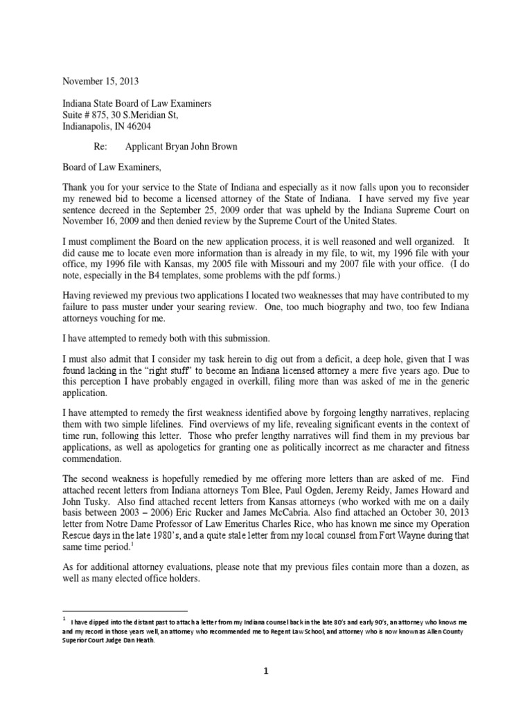 Ind Bar Exam Coverletter | PDF | Lawyer | Supreme Court Of The United ...