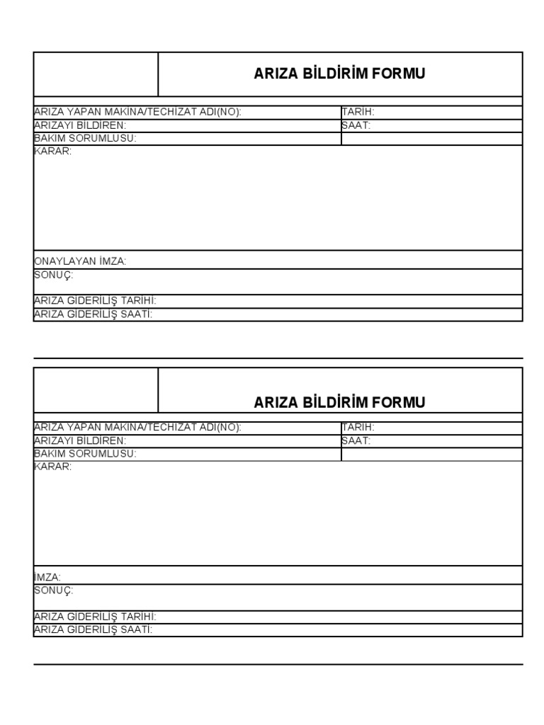 Ariza Bi̇ldi̇ri̇m Formu | PDF