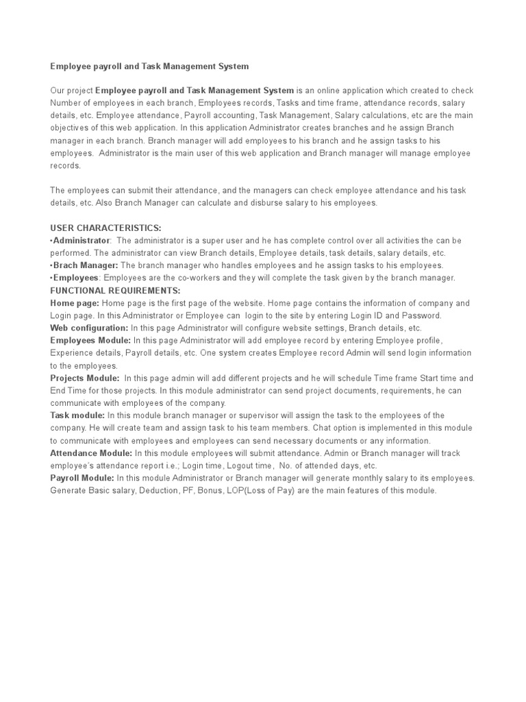 Employee Payroll and Task Management System | PDF | Computer Security ...