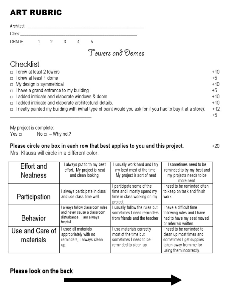 ART RUBRIC Towers and Turrets