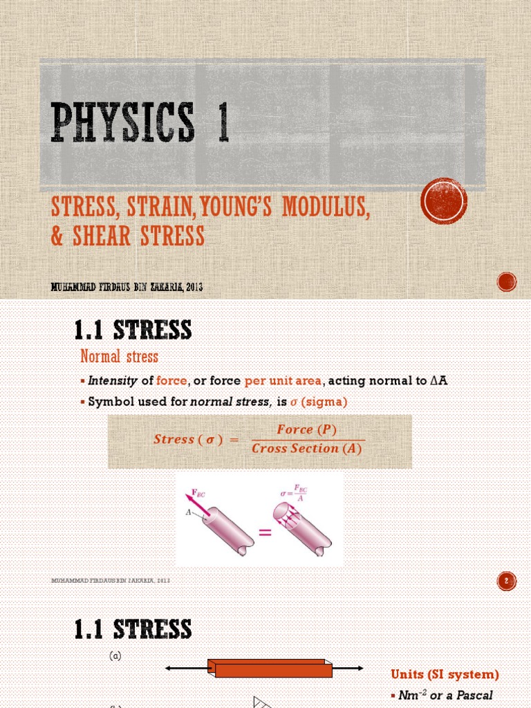 Stress Strain Young Modulus and Shear Stress | PDF | Young's Modulus ...