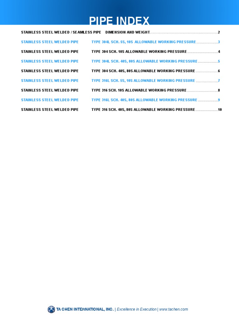 Stainless Steel Pipe Index and Specs | PDF | Sports & Recreation | Home ...