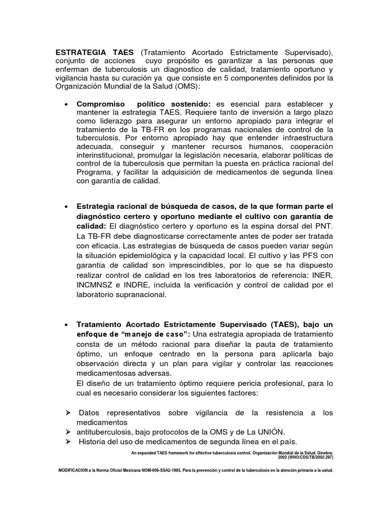 Estrategia TAES para Control de Tuberculosis | PDF | Tuberculosis ...