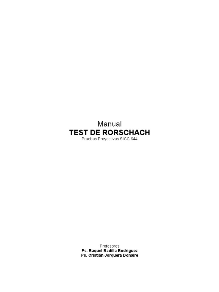 Manual Rorschach Completo | PDF