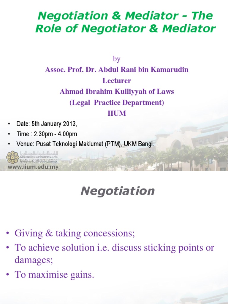 Role of Mediator | PDF | Mediation | Negotiation