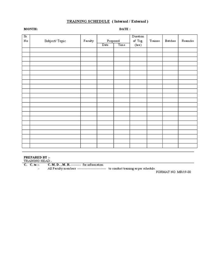 Training Schedule Overview Document | PDF