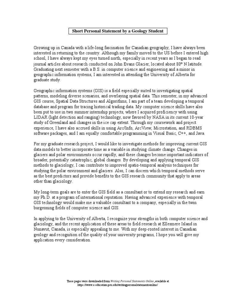 Graduate School Personal Statement | PDF