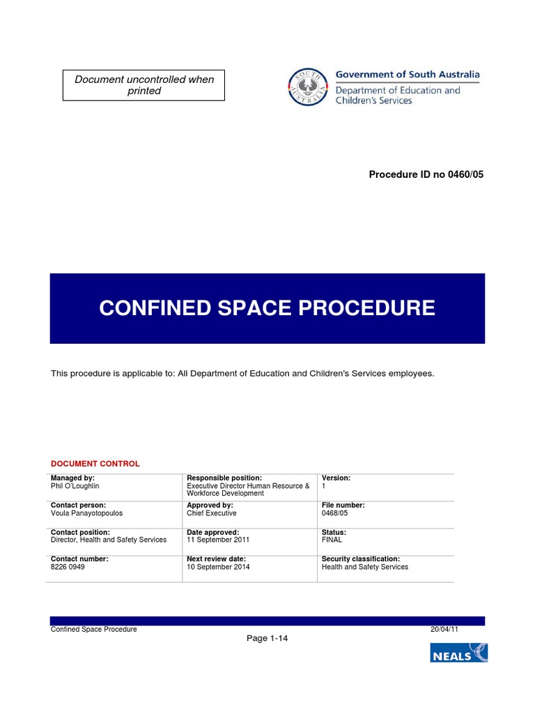 Confined Space Procedure | PDF | Personal Protective Equipment ...