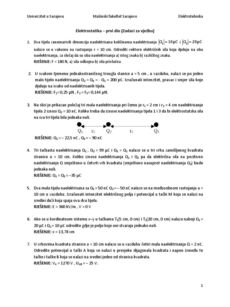 Masinstvo Elektrostatika Prvi Dio | PDF