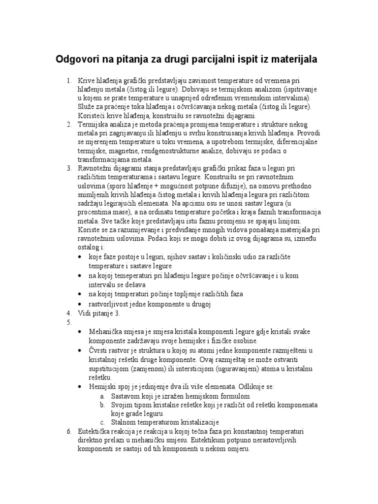 Materijali 1 - II Parcijala | PDF