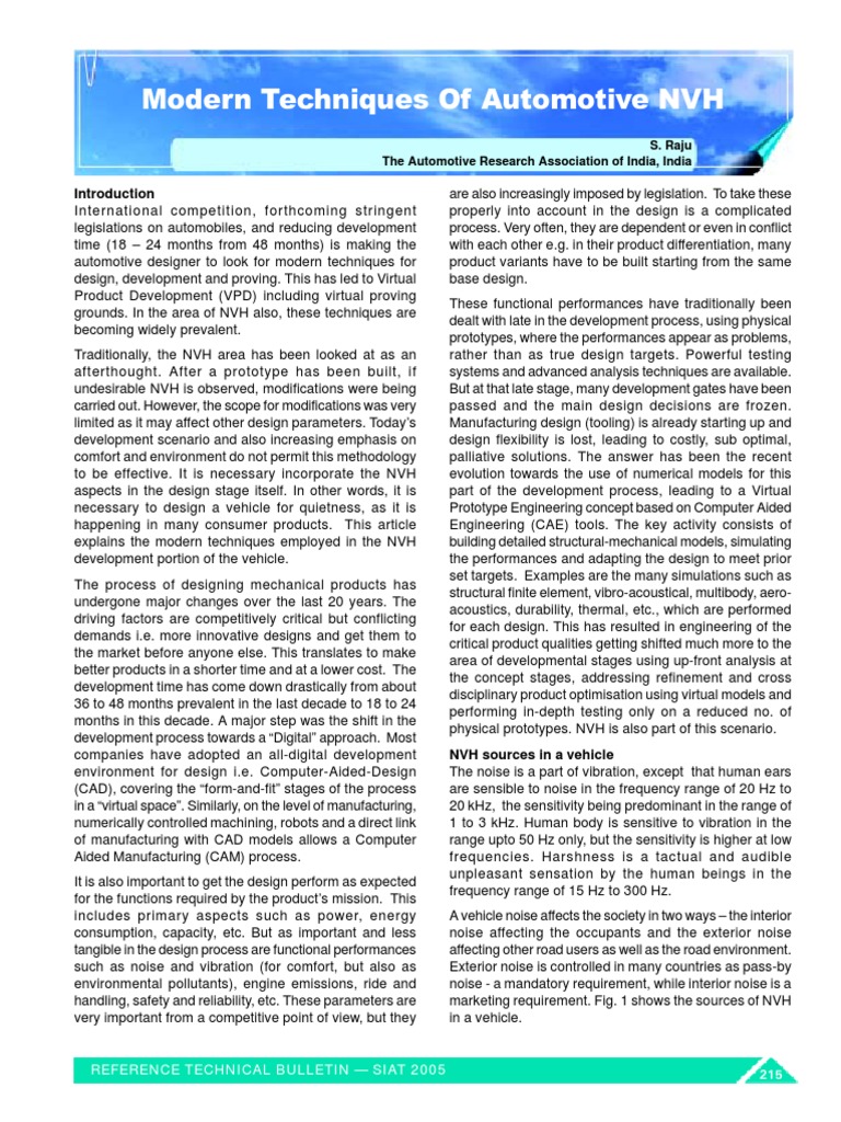 Modern Techniqes of Automotive NVH | PDF | Holography | Computer Aided ...