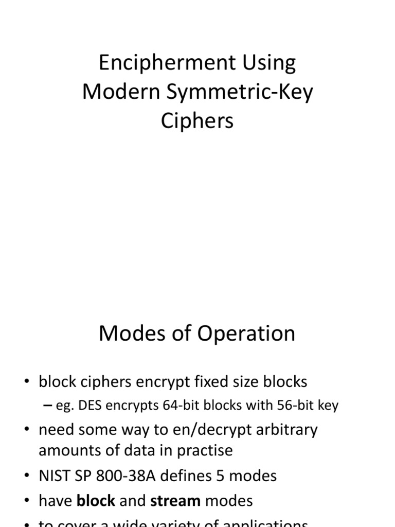 Encipherment Using Modern Symmetric-Key Ciphers | PDF | Applied ...
