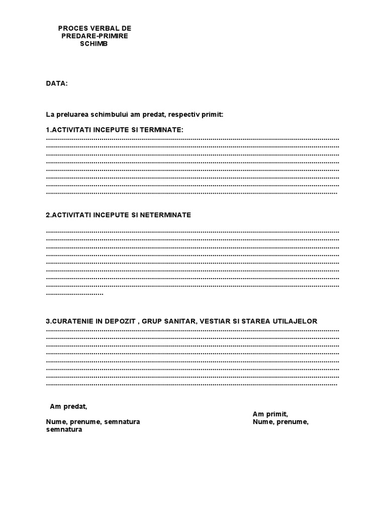 PV Predare Primire Schimb | PDF