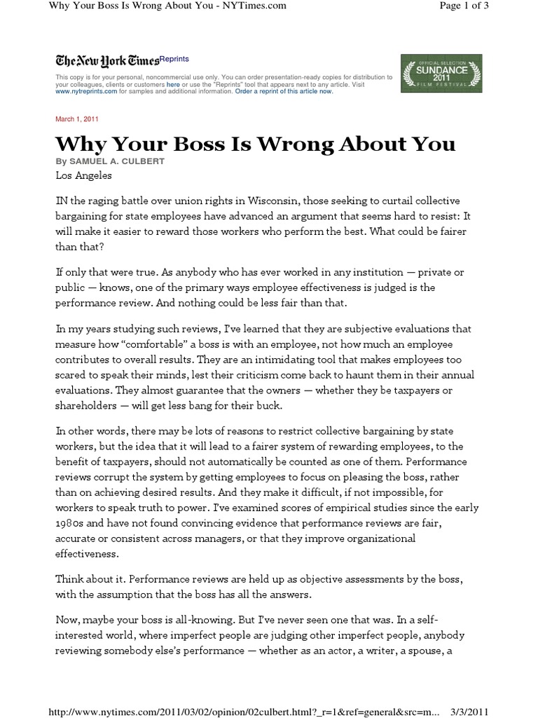 Why Boss Is Wrong | PDF | Performance Appraisal | Employment