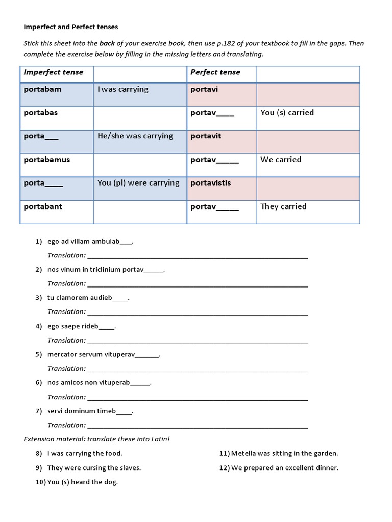 St6 Perfect and Imperfect Table and Exercises | PDF