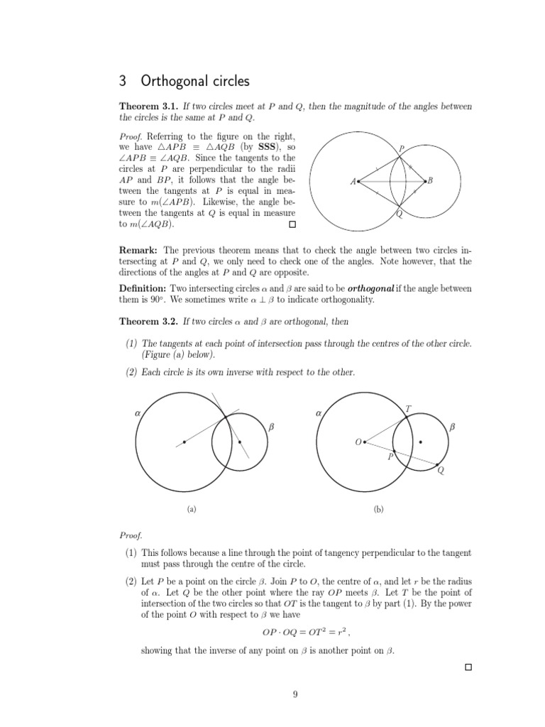 Orthogonal Circles | PDF | Circle | Perpendicular