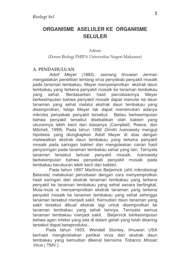 Organisme Unisel Ke Multisel (Adnan, UNM) | PDF