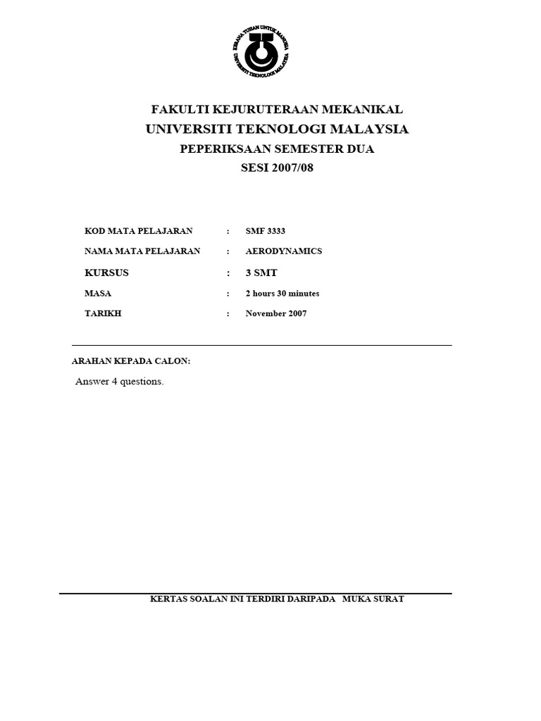 Aerodynamics Questions and Suggested Answers 9 | PDF | Lift (Force ...