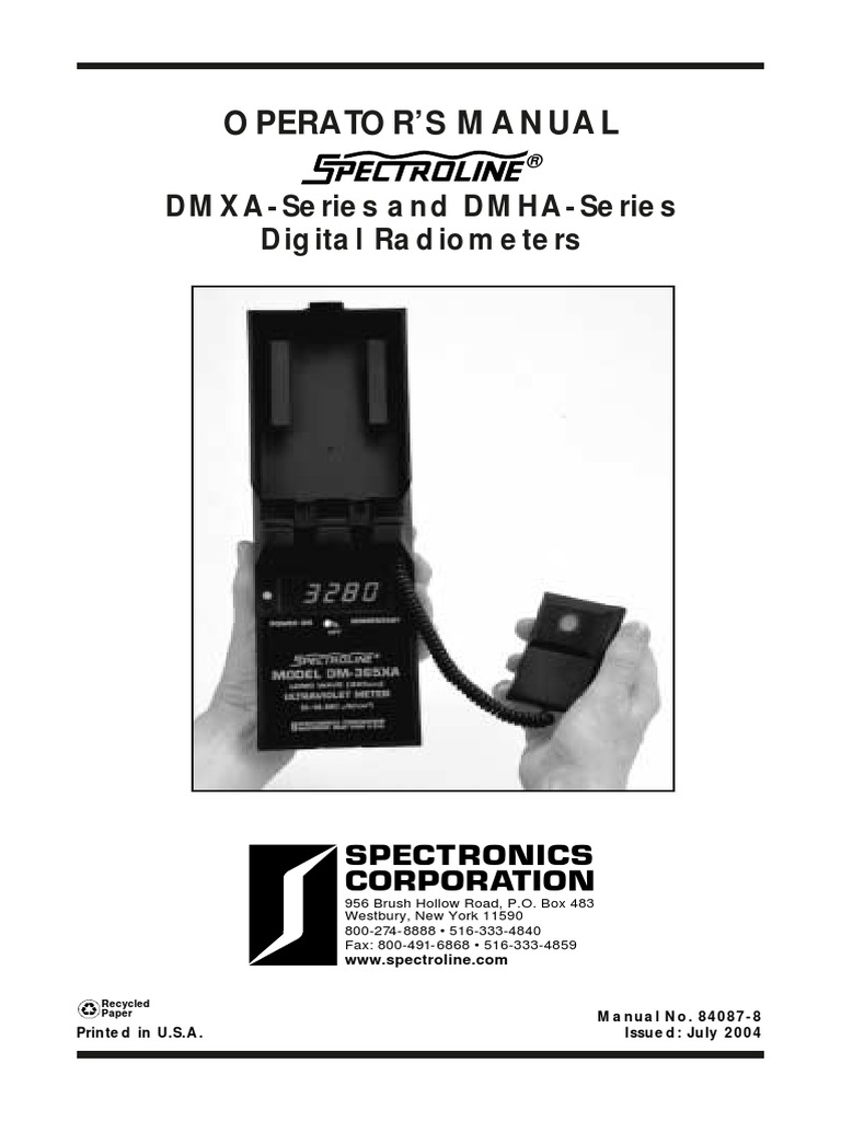 Operator'S Manual: DMXA-Series and DMHA-Series Digital Radiometers ...