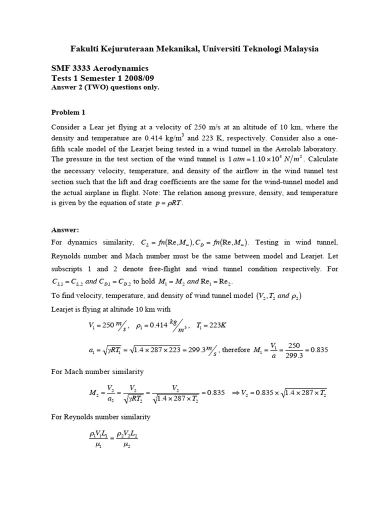 Aerodynamics Questions and Suggested Answers 2 | PDF | Wind Tunnel ...