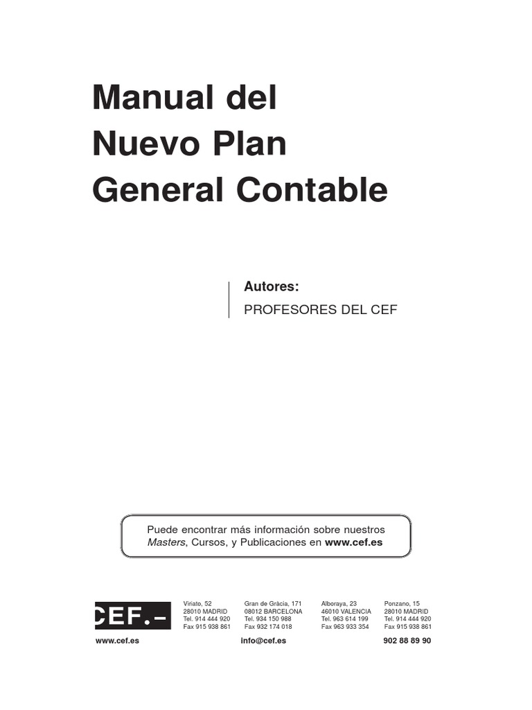 Manual de Nuevo Plan General Contable PDF | PDF