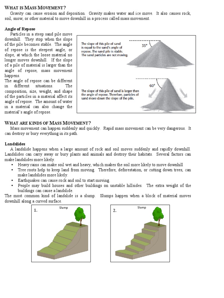 What Is Mass Movement Print | PDF | Landslide | Soil