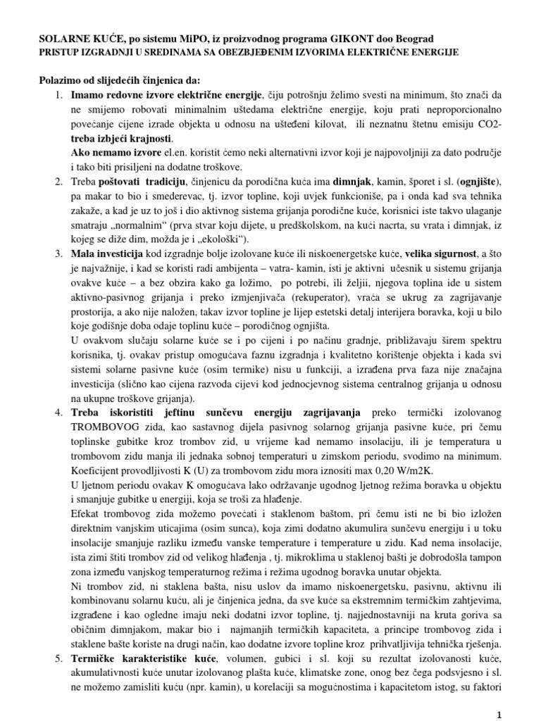 Solarne Kuce - Npr. Kuca OGNJISTE | PDF