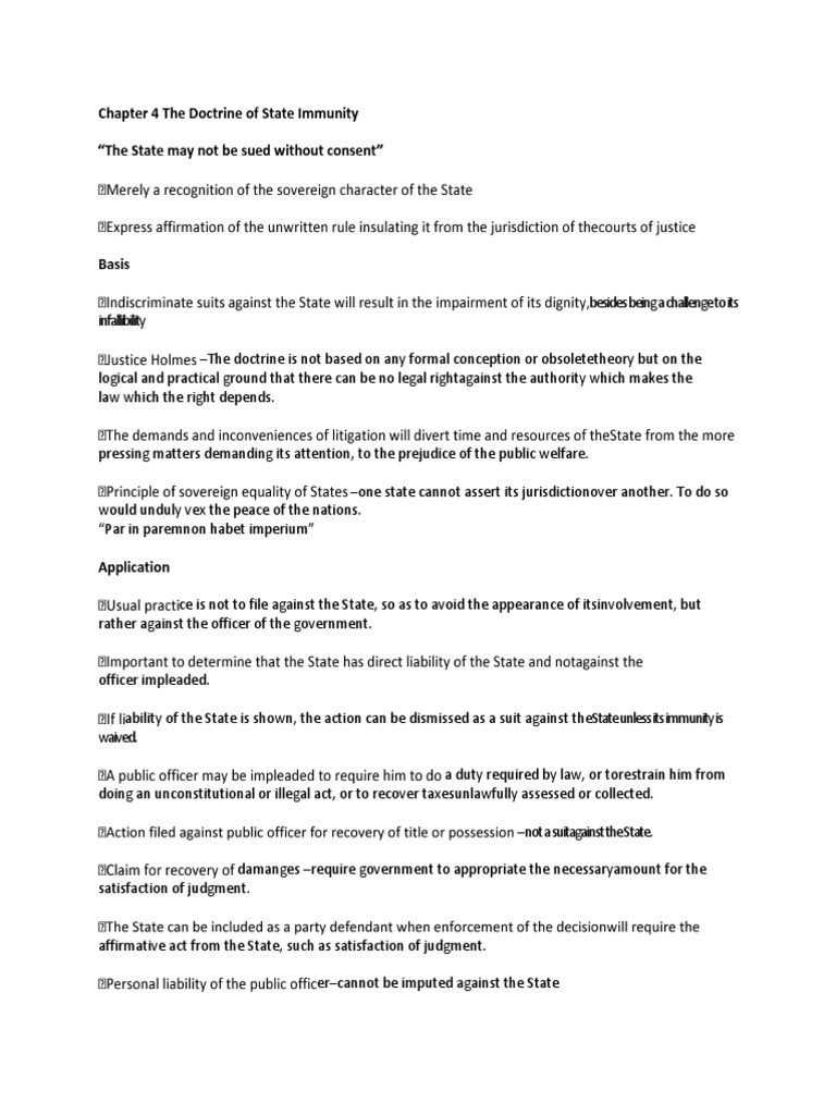Chapter 4 The Doctrine of State Immunity | PDF | Sovereign Immunity ...