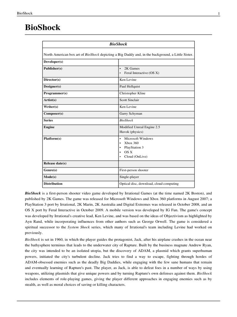 Bioshock | PDF | Video Games | Leisure