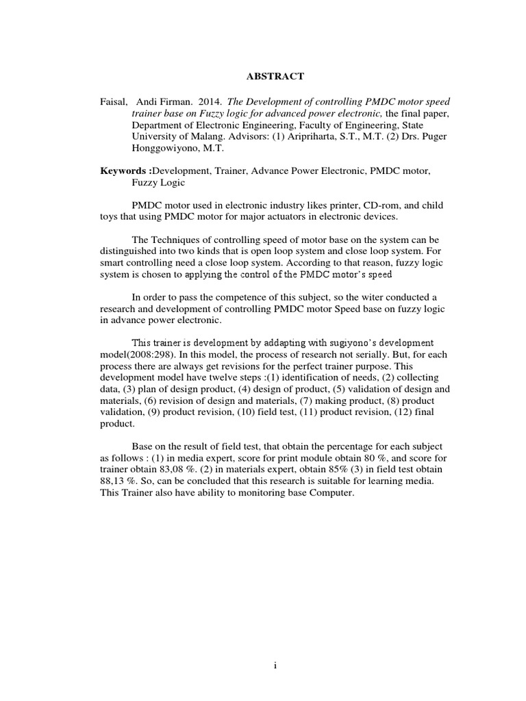 Trainer Base On Fuzzy Logic For Advanced Power Electronic, The Final ...