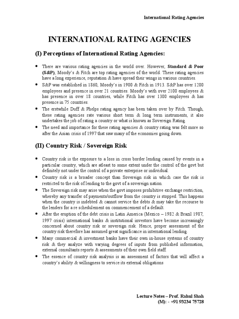 Perception of International Rating Agencies | Download Free PDF ...