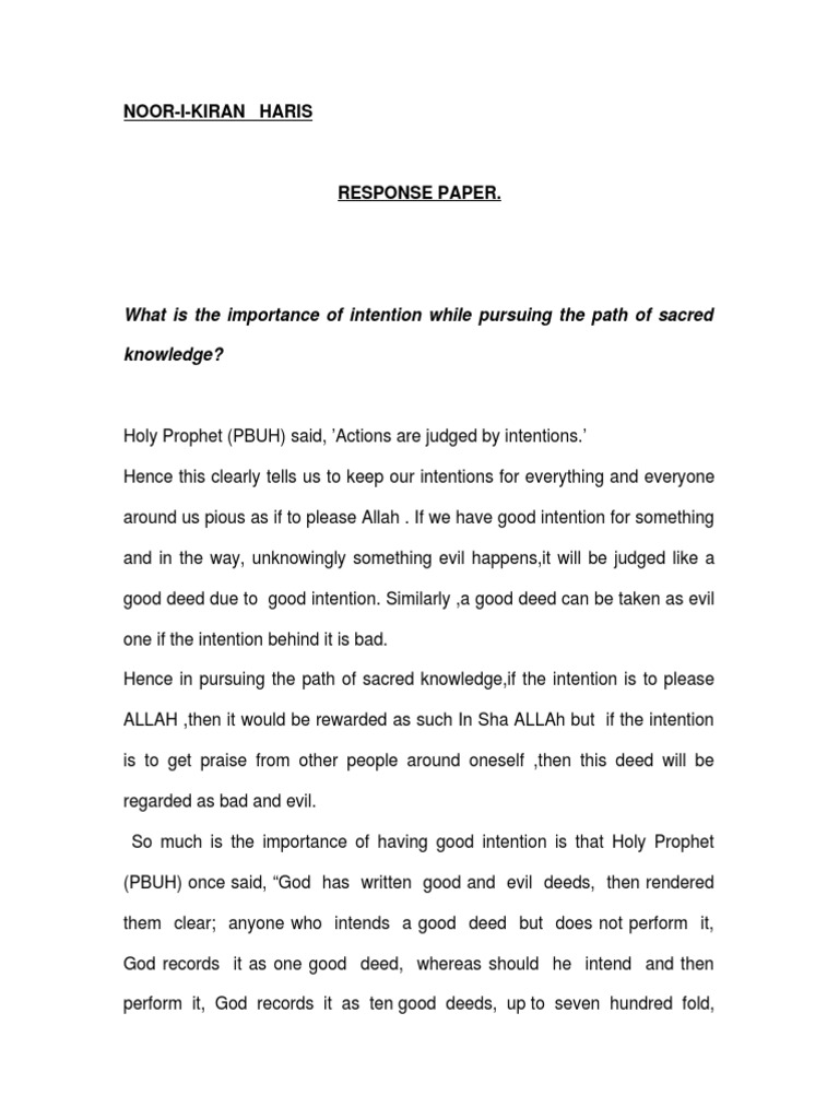Noor-I-Kiran Haris: What Is The Importance of Intention While Pursuing The Path of Sacred ...