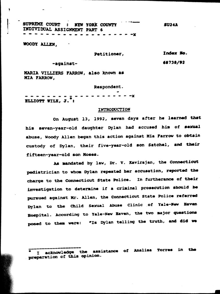 Allen v. Farrow Custody Ruling, June 7, 1993 | PDF
