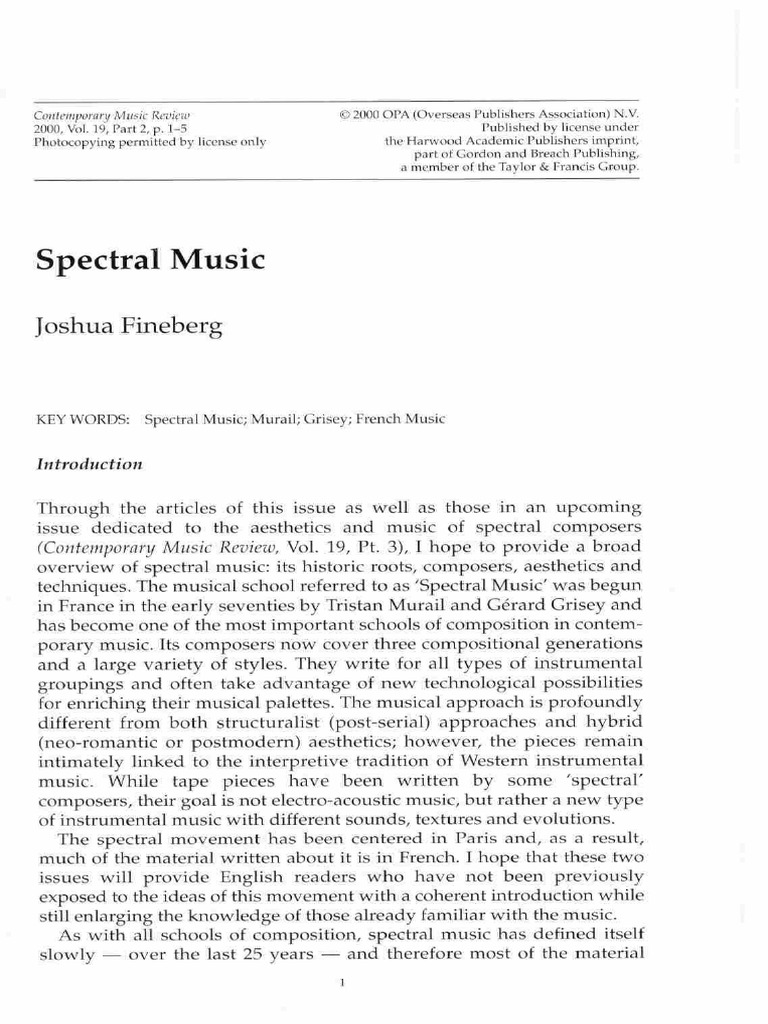 Spectral Music PDF | PDF